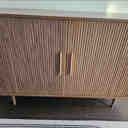 Ebern Designs 47" Sideboard Buffer Cabinet with Fluted Slide Doors, Tambour Storage Cabinet with ...